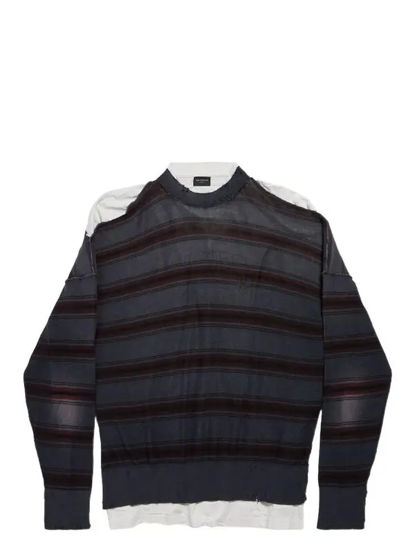 Balenciaga Striped Layered Crewneck Sweater - Black/multicolor