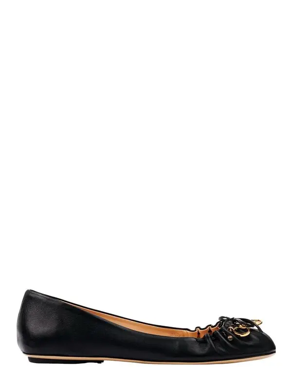 Chloé Charms Ballet Flats In Nappa Lambskin - Black