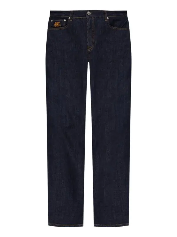 Etro Five-pocket Jeans With Embroidered Pegasus Logo - Navy Blue