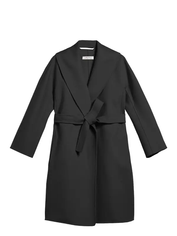 Max Mara Belted Long-sleeved Coat - Black