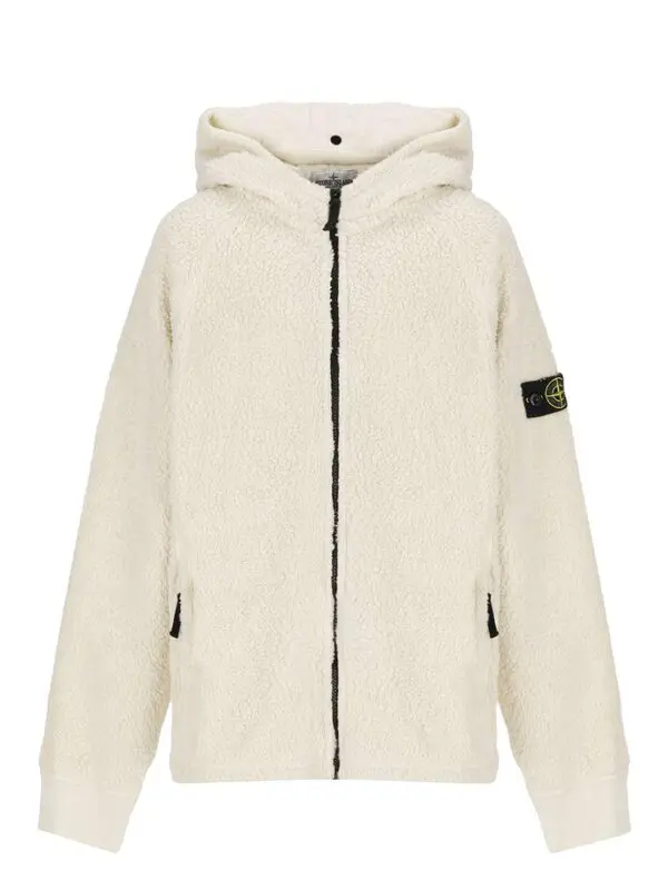 Stone Island Logo Hooded Jacket - Gypsum Color