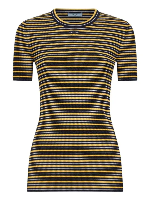Prada Striped Crewneck T-shirt - Black