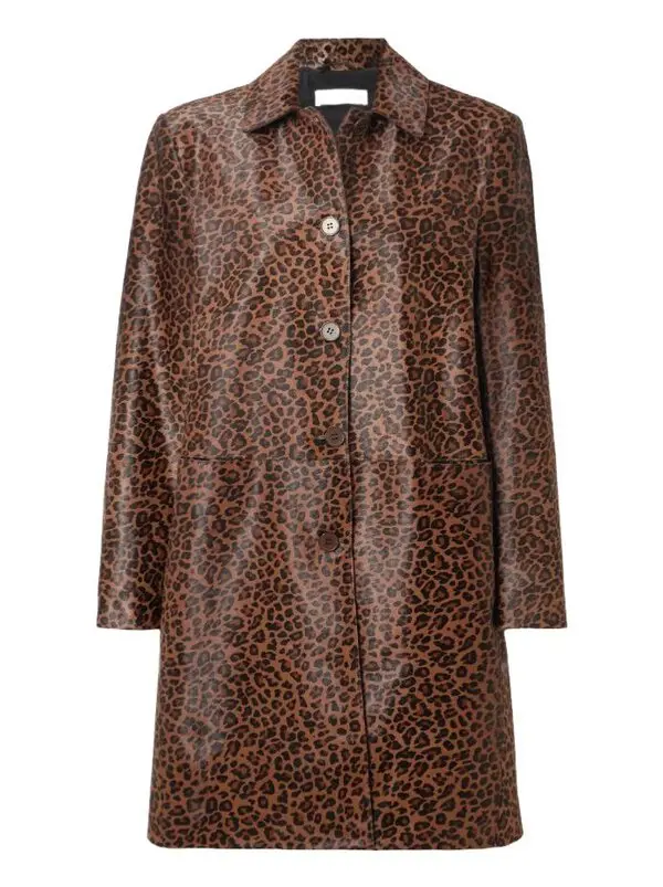 Nour Hammour Leopard Print Coat - Brown