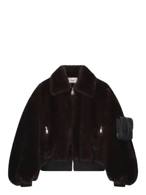 Coperni Faux Fur Bomber Jacket - Black