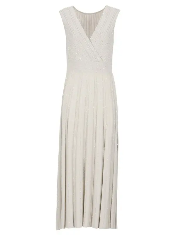 D.exterior Sleeveless Sequin V-neck Maxi Dress - Ivory