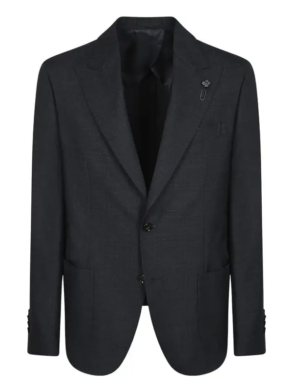 LARDINI Single Breasted Flower Detailed Tailored Blazer - Blue