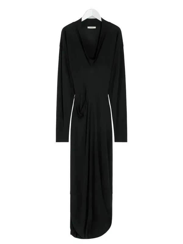 LEMAIRE Draped V-neck Midi Dress - Black