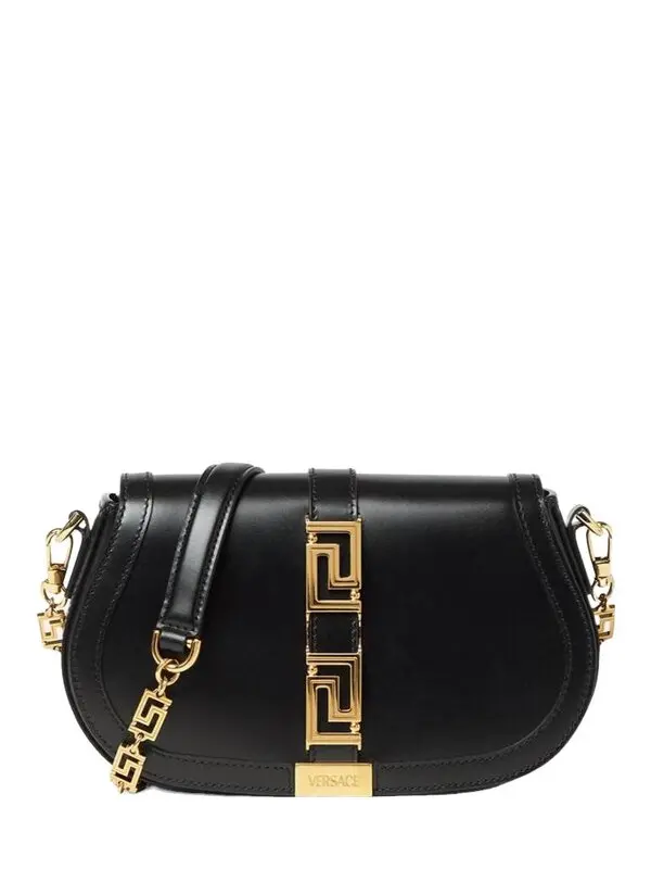 Versace Greca Fold-over Crossbody Bag - Black