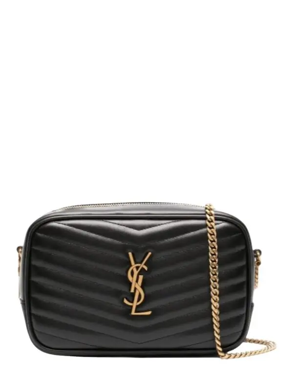 Saint Laurent Lou Mini Shoulder Bag With Logo Plaque - Black