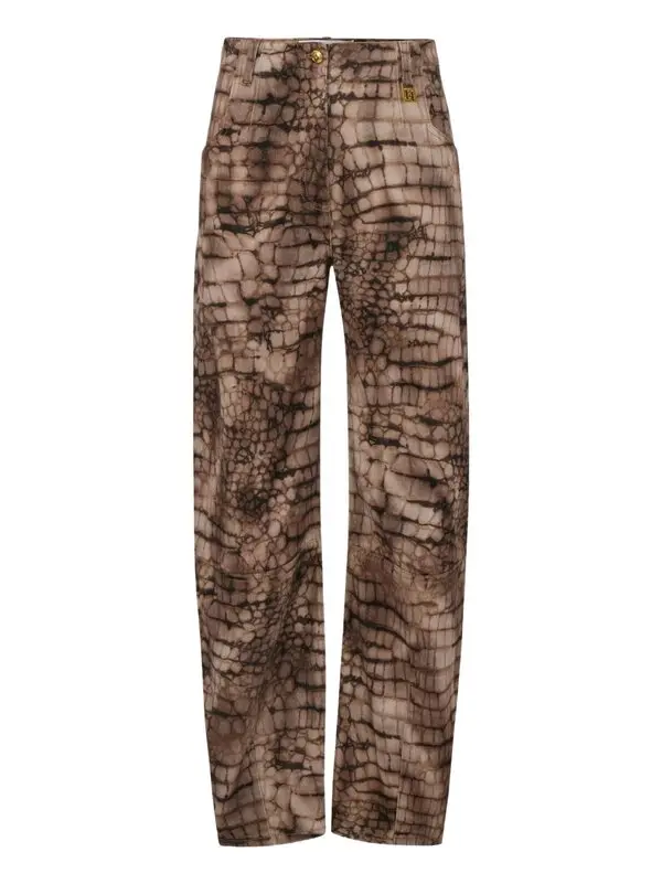 Elisabetta Franchi Alligator Print Wide-leg Trousers - Brown