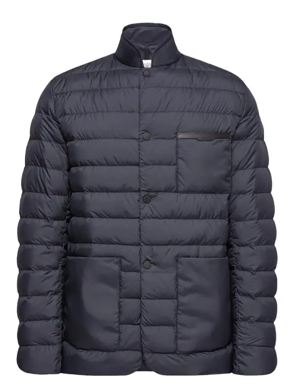 Moncler Kenai Mid-length Down Jacket With Stand Collar - Dark Blue