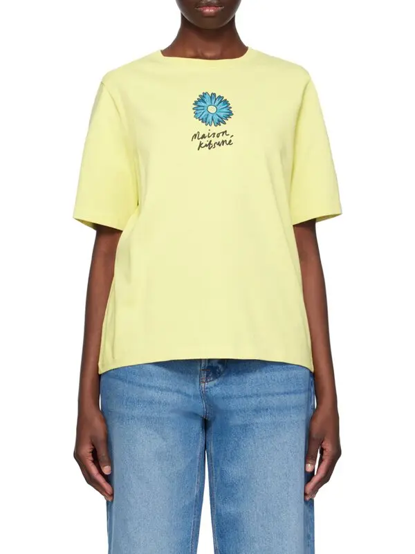 Maison Kitsuné Floating Flower Cotton T-shirt - Yellow