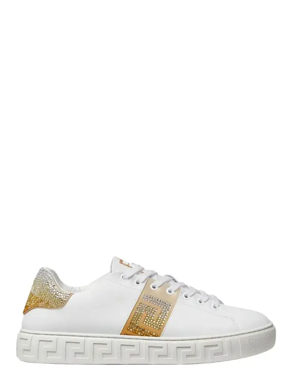 Versace Greca Embellished Lace-up Sneakers - White