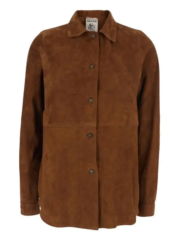 SEMICOUTURE Suede Button-up Shirt - Brown
