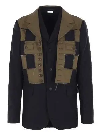 Comme Des Garçons Panelled Buttoned Jacket - Blackxkhaki