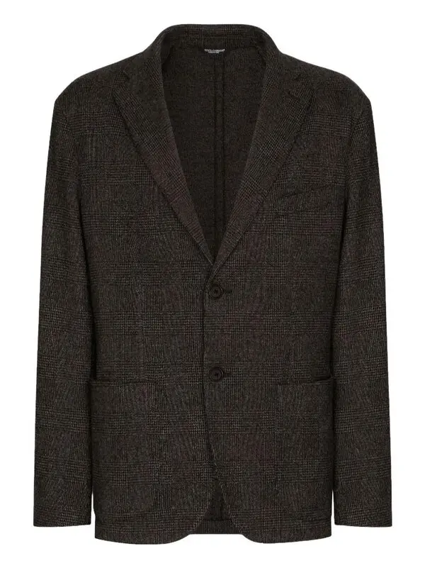 Dolce & Gabbana Dolce Gabbana Prince Of Wales Single Breasted Blazer - Black