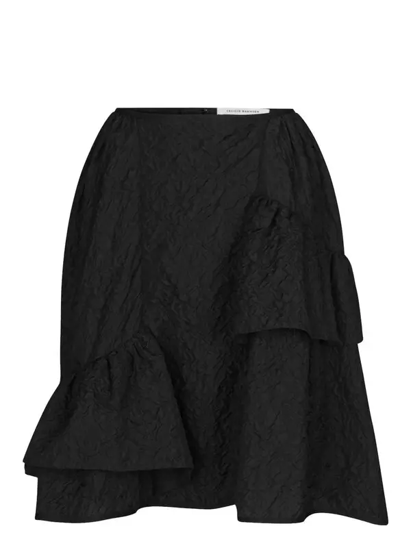 Cecilie Bahnsen Asymmetric Matelassé Midi Skirt - Black