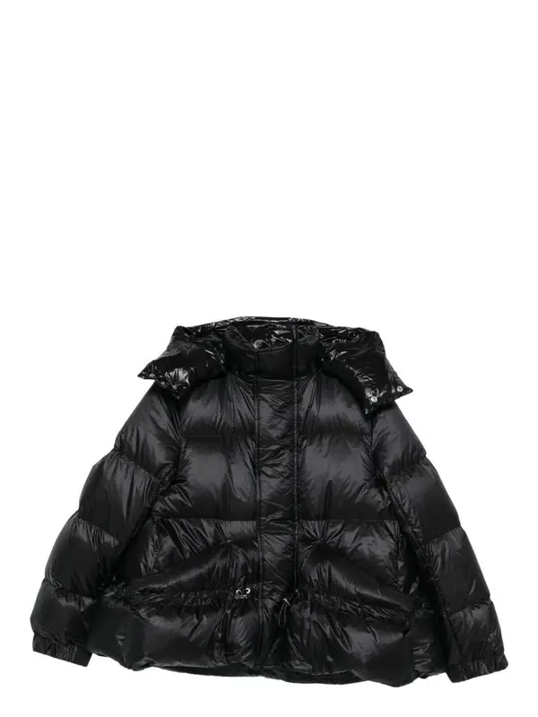 Sacai Hooded Puffer Jacket With Quilted Stitching And Drawstring Hem - Black