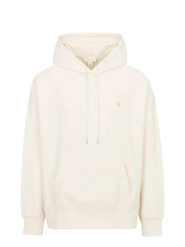 Calvin Klein Long Sleeve Hooded Sweatshirt With Embroidered Logo - White