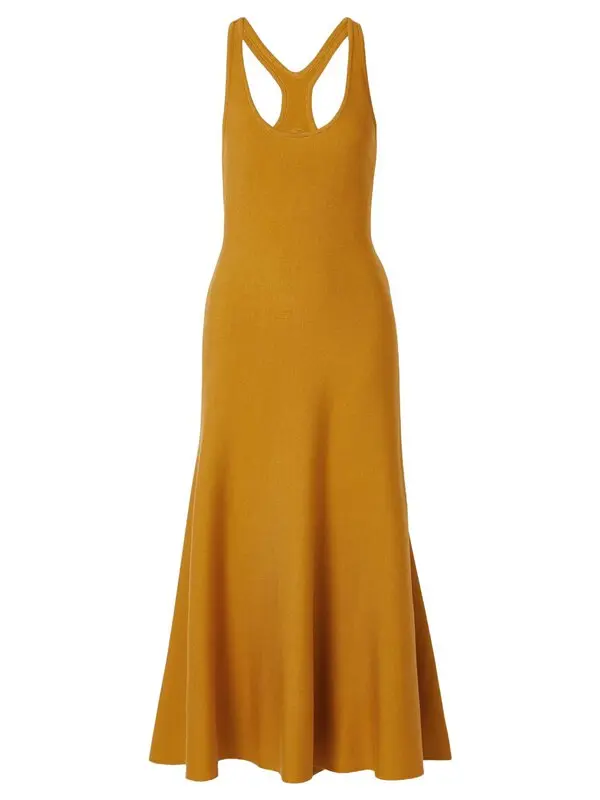 Gabriela Hearst Sleeveless Racer Back Midi Dress With Pleated Hem - Brown