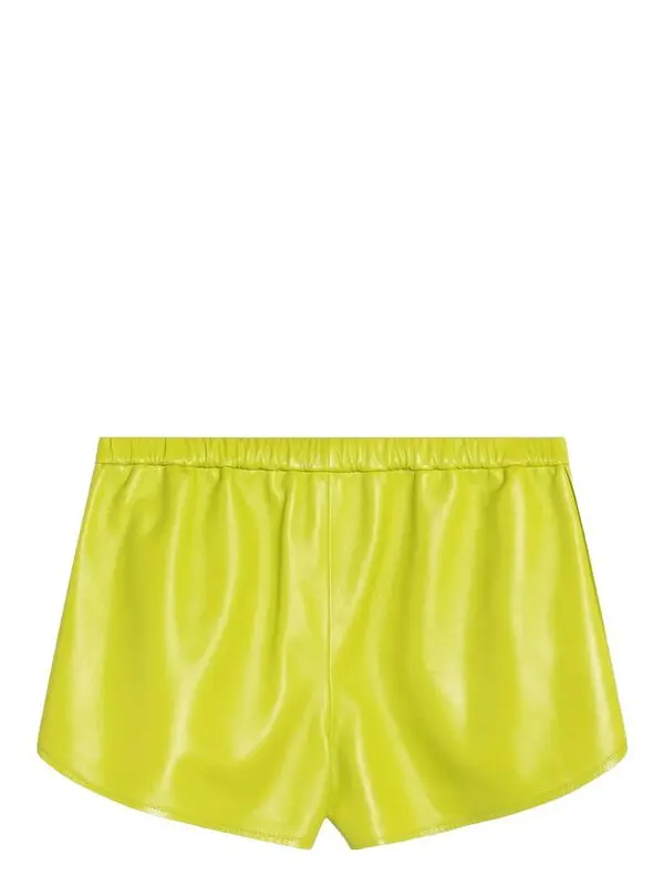 Gucci Leather Shorts With Embossed Logo - Yellow