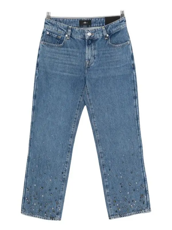 7 For All Mankind Embellished Straight Leg Jeans - Blue