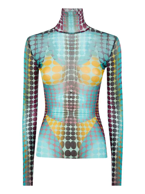 JEAN PAUL GAULTIER High-neck Polka Dot Top - Multicolor