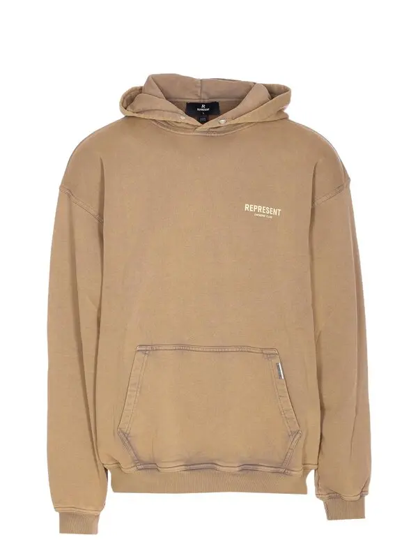 REPRESENT Owners' Club Hoodie With Kangaroo Pocket And Ribbed Details - Nude