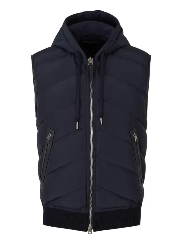 TOM FORD Padded Down Vest With Integrated Hood - Black