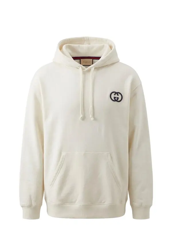 Gucci Gg Logo Motif Embroidered Hoodie - White