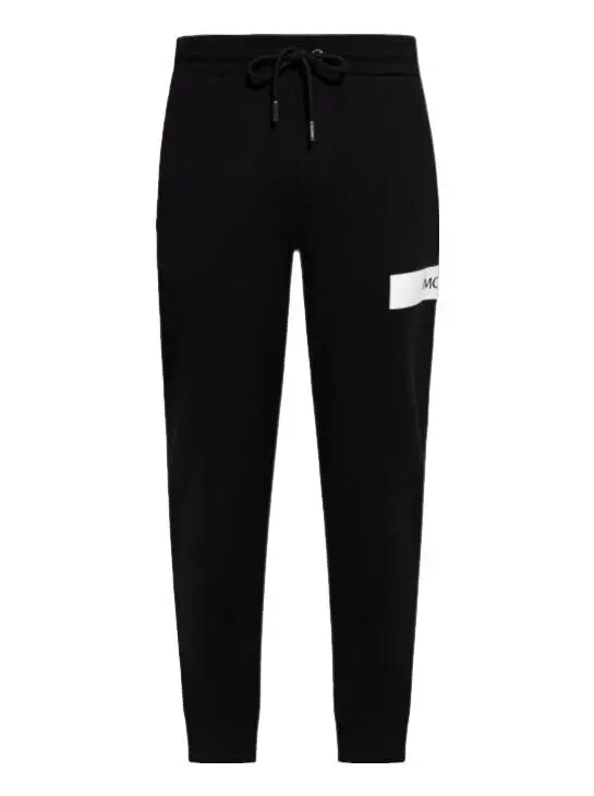 Moncler Logo Printed Drawstring Trousers - Black