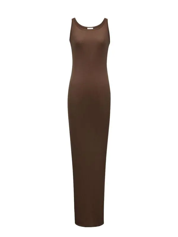 Saint Laurent Long Ribbed-knit Tank Dress - Dark Brown