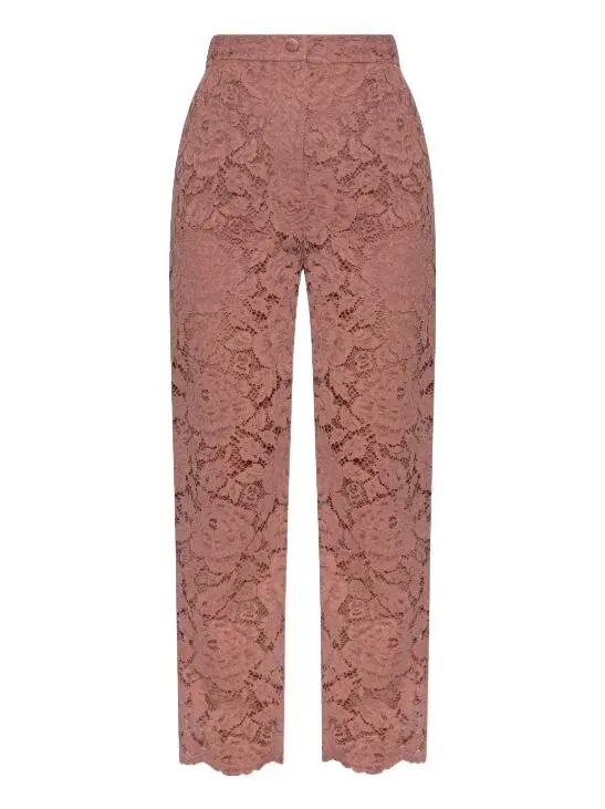 Dolce & Gabbana Floral Lace Tailored Pants - Pink