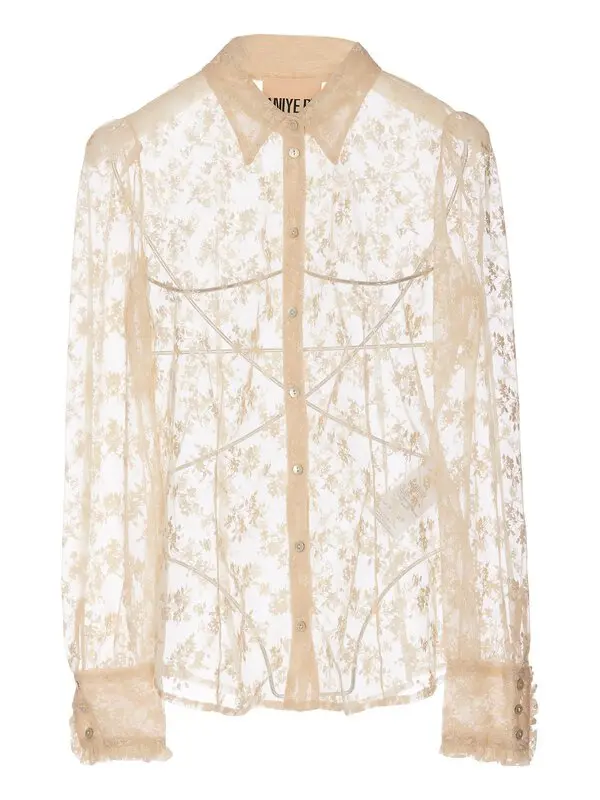 ANIYE BY Lace Button-front Shirt - Nude