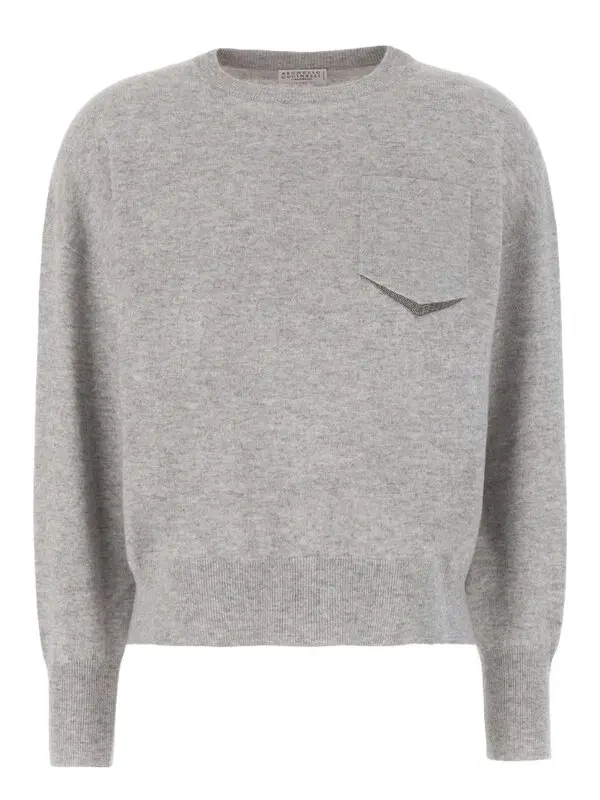 Brunello Cucinelli Embellished Long-sleeved Jumper - Gray