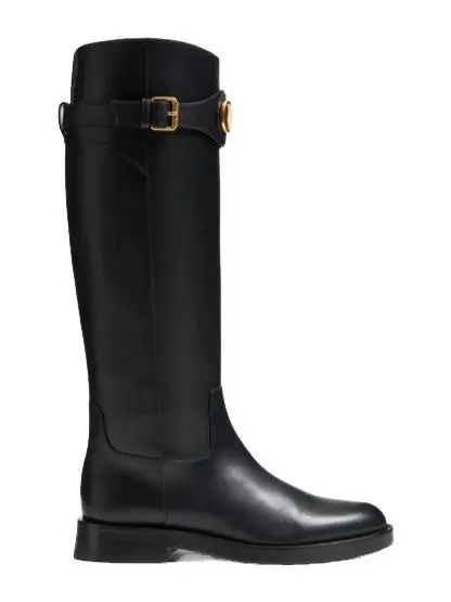 Valentino Garavani Vlogo Signature Calfskin Boot 30mm - Black