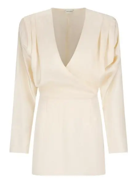 Magda Butrym Silk-satin V-neck Minidress - Cream
