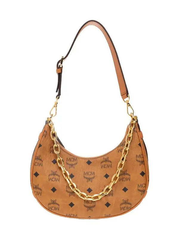 Mcm Aren Crescent Small Shoulder Bag - Brown