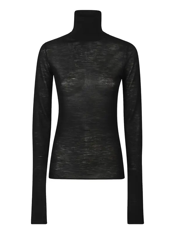 Patrizia Pepe Cropped Turtleneck Top - Black