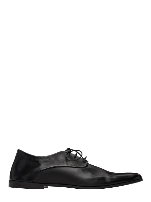 Marsèll Pleated Calfskin Lace-up Derby Shoes - Black