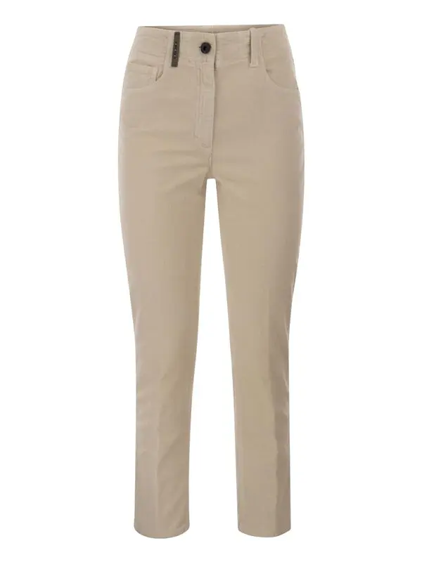 Peserico Corduroy Slim-cut Cotton Trousers - Nude