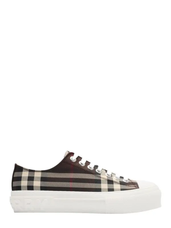 Burberry Checked Lace-up Low-top Sneakers - Mahogany