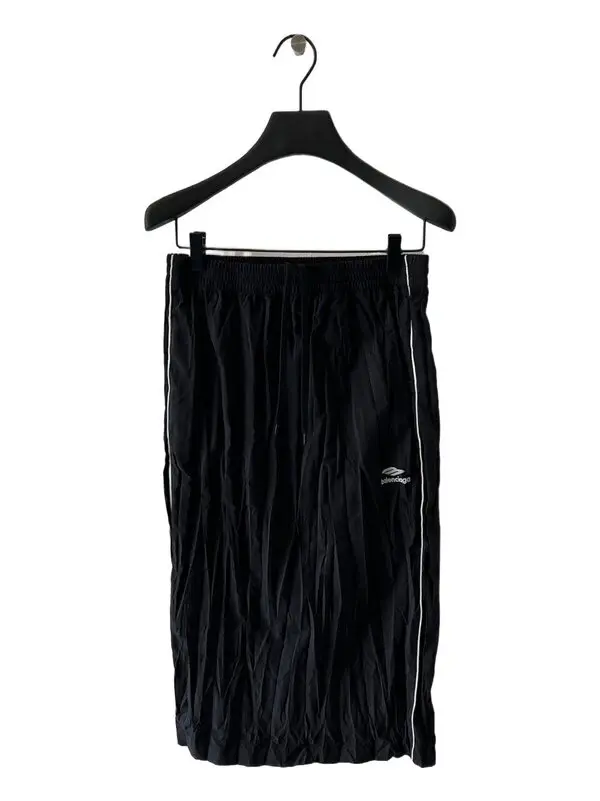 Balenciaga Logo Embroidered Ruched Skirt - Black