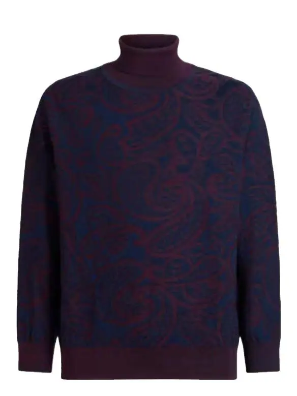 Etro Wool-blend Jacquard Turtleneck Sweater - Black