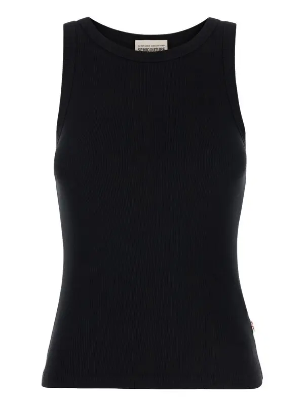 SEMICOUTURE Sleeveless Round Neck Top - Black