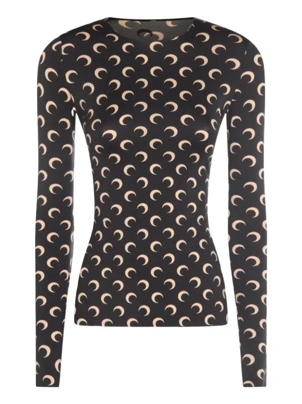 MARINE SERRE Moon Print Long-sleeve T-shirt - Black