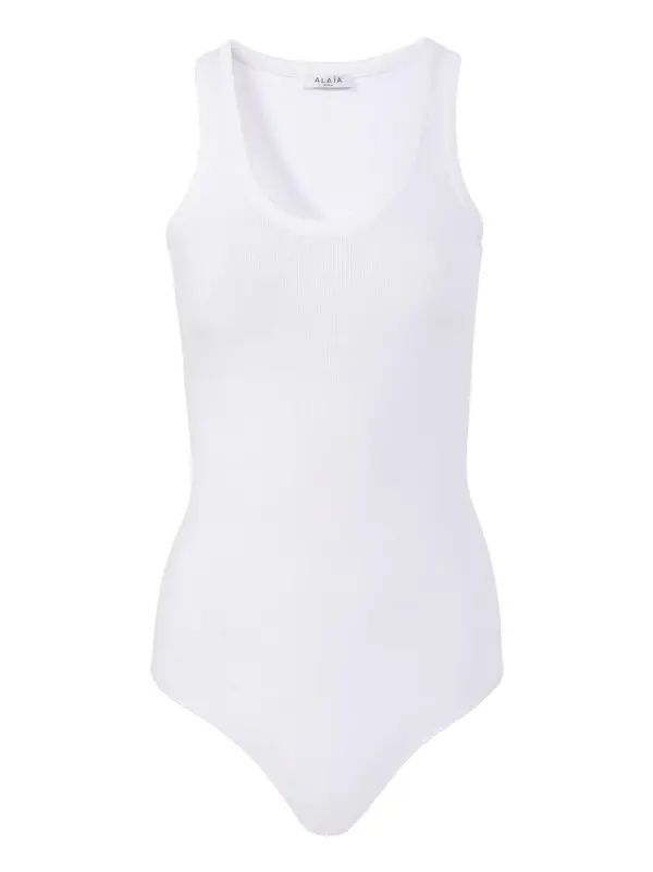 Alaïa Ribbed Tank Bodysuit - White
