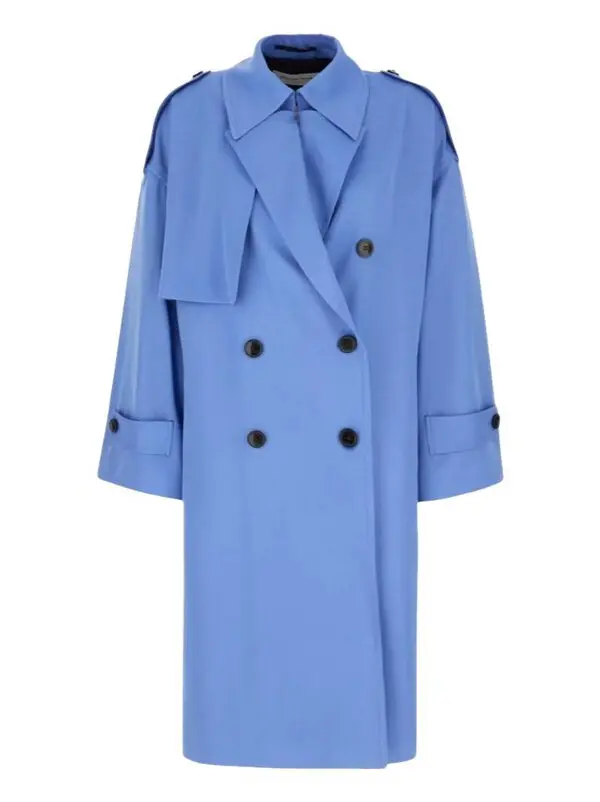 Dries Van Noten Lapel Long-sleeved Trench Coat - Blue