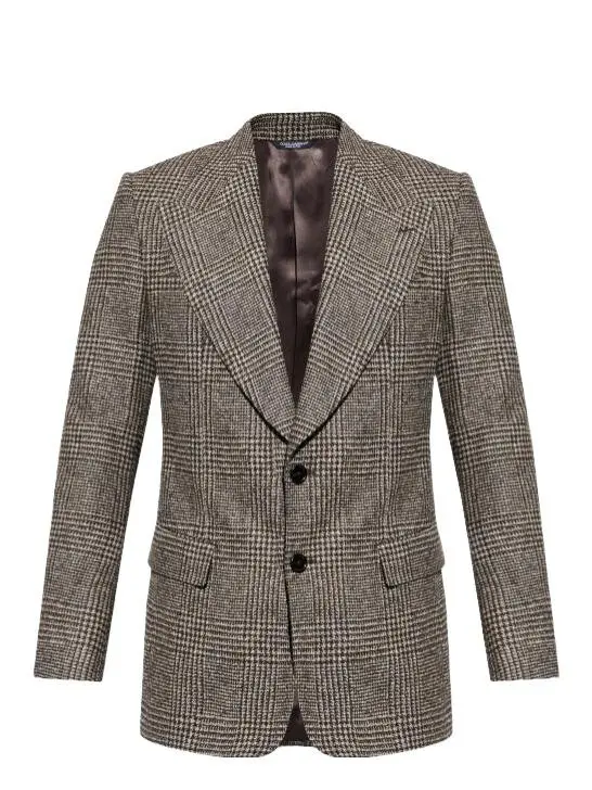 Dolce & Gabbana Dolce Gabbana Checked Single-breasted Blazer - Brown