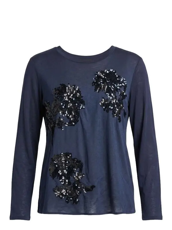 Max Mara Long-sleeved T-shirt With Embellishments - Gray